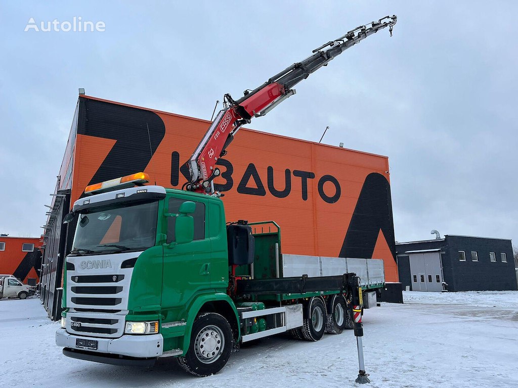 Scania G 490 8x4*4 FASSI F315 / PLATFORM L=7244 mm kamion s ravnom platformom