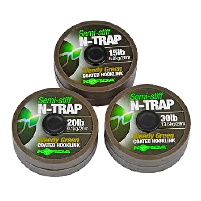 KORDA N-TRAP SEMI-STIFF HOOKLINK 20lb 20m WEEDY GREEN (KNT05) 39368