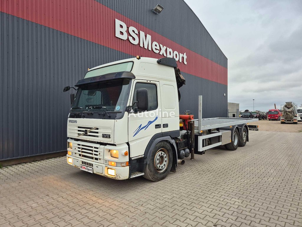 Volvo FM12.420 Palfinger PK18080 kamion s ravnom platformom