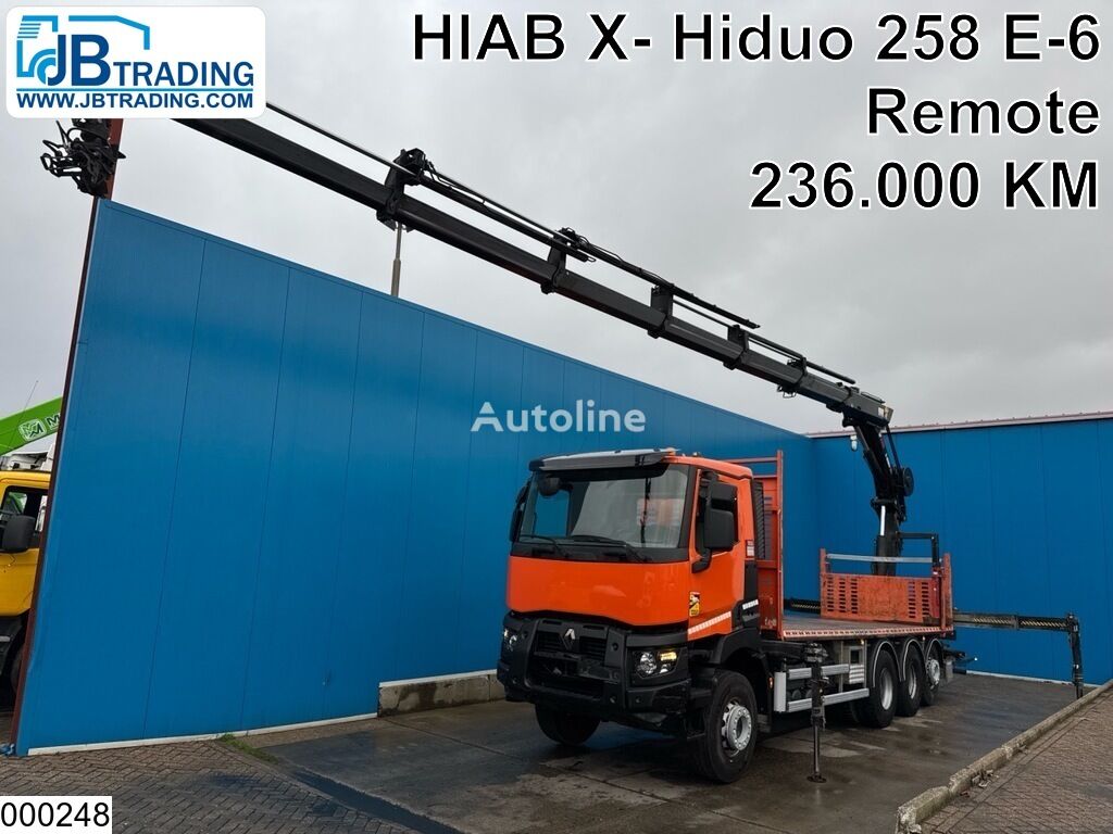 Renault C 430 8x4, EURO 6, Tridem, HIAB, Remote kamion s ravnom platformom