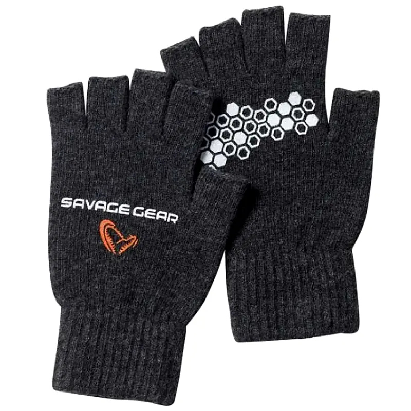 SAVAGE GEAR RUKAVICE KNITTED HALF FINGER BEZ PRSTIJU, XL /DARK GREY MELANGE (7SGR 76552)