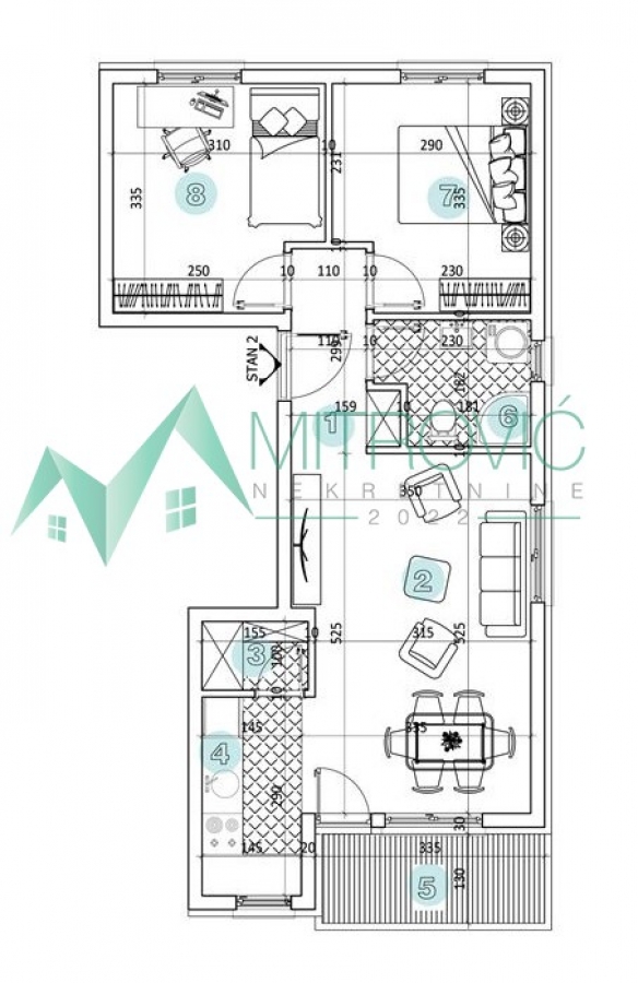 Novi Sad, Petrovaradin - Dvoiposoban stan 54 m2