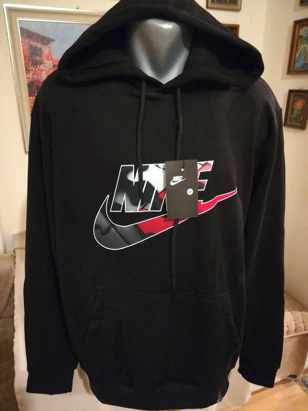 Duks, 2XL (EU 56), Nike, bоја - Crna, Sa kapuljačom