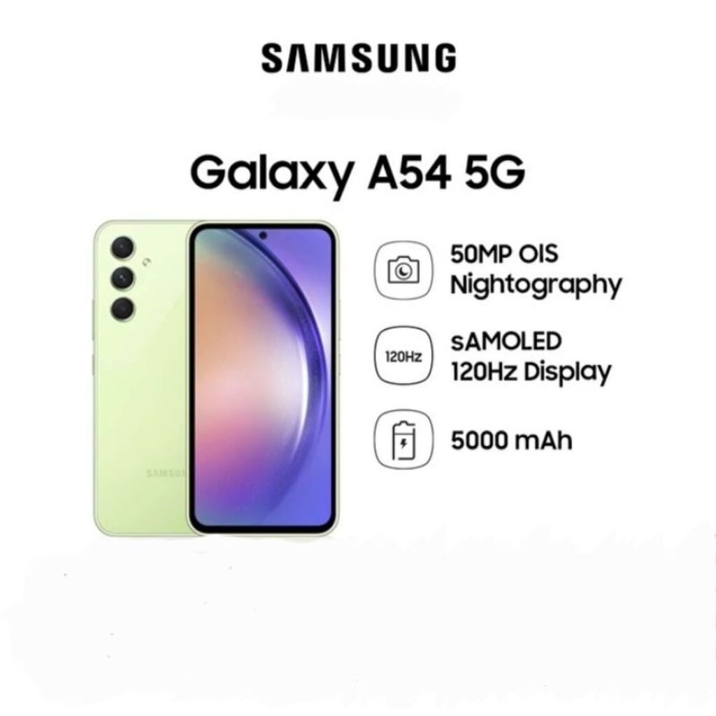 Samsung Galaxy A54 5G, 128 GB, bоја - Zelena, Dual SIM, Otisak prsta