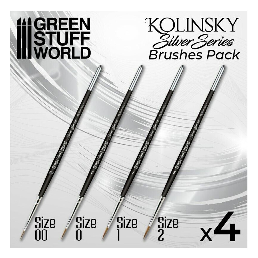 Kolinsky Brushes - SILVER SERIE PACK x4