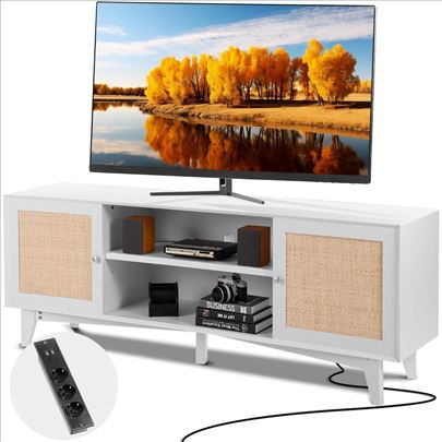 TV postolje od ratana 191 cm Beli