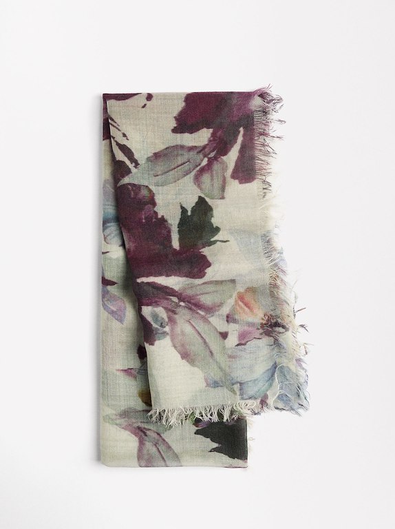 WOOL SCARF WITH FLORAL PRINT