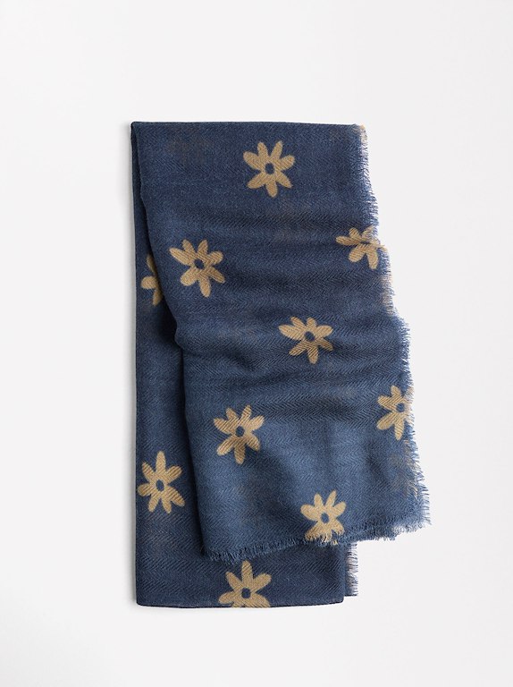 WOOL SCARF WITH FLORAL PRINT