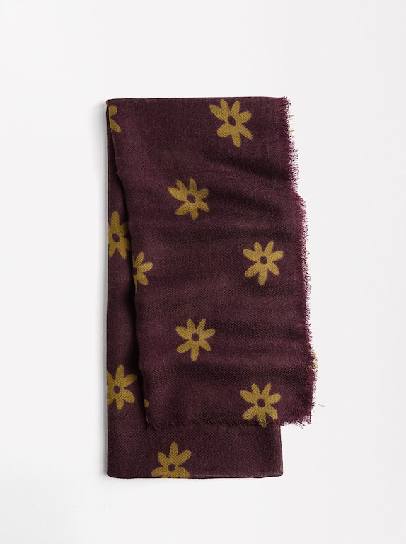 WOOL SCARF WITH FLORAL PRINT