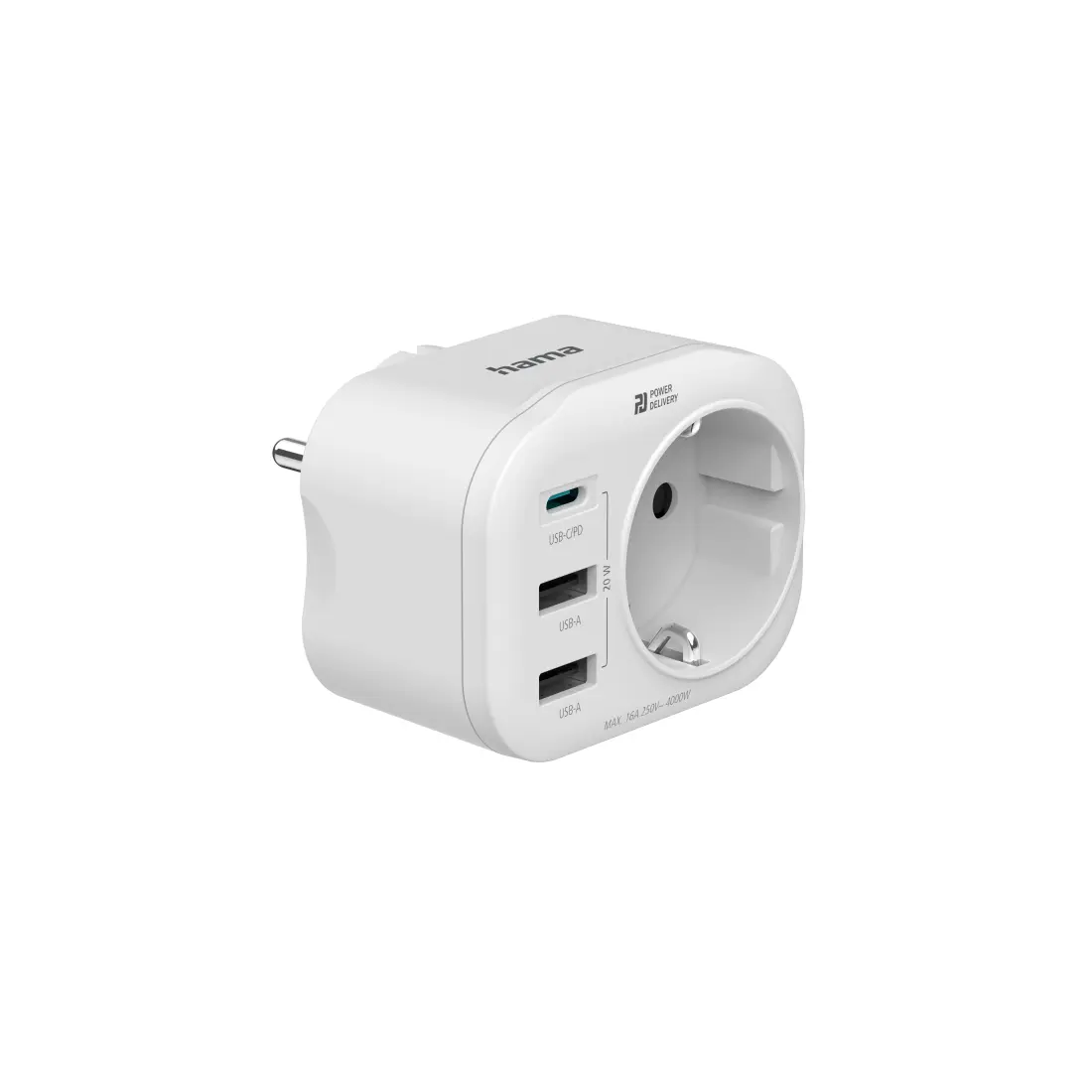 HAMA Adapter 4-smerna utičnica 1 USB-C 2k USB-A