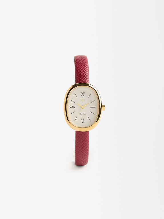 OVAL WATCH WITH TEXTURED BRACELET