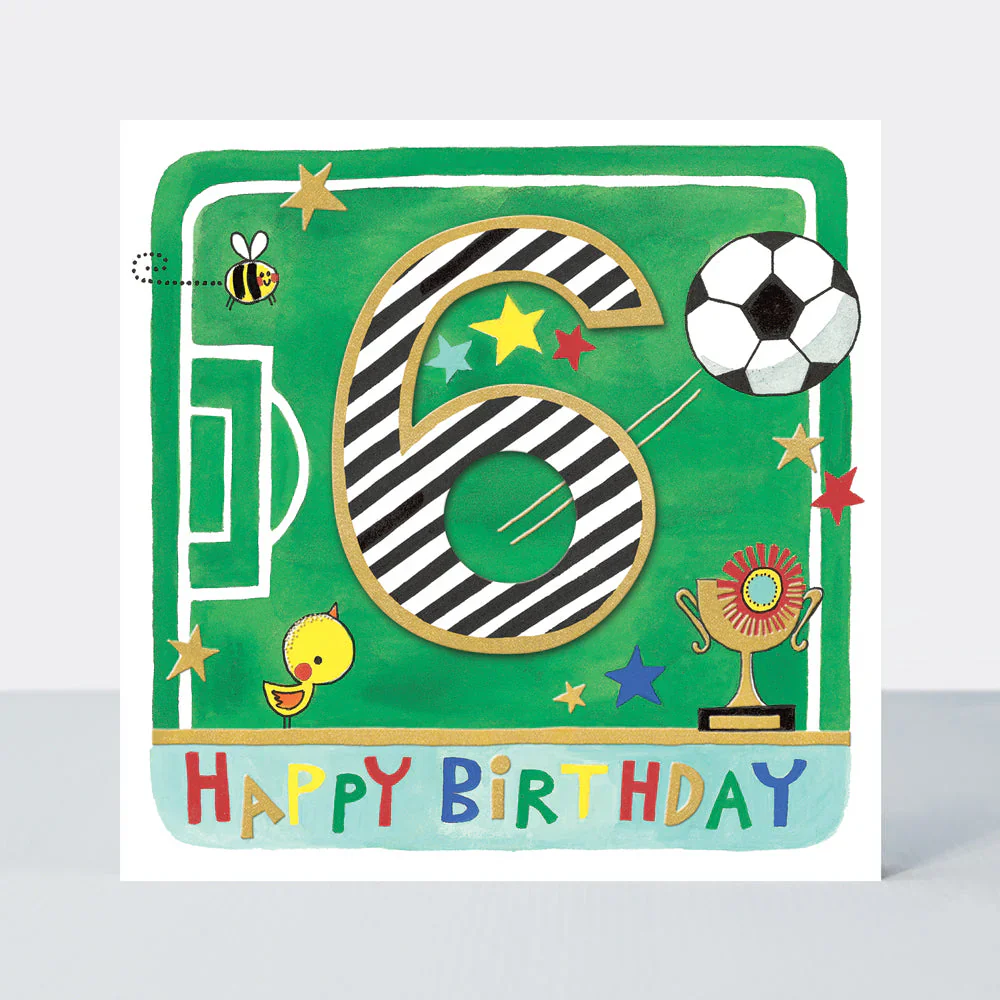 Čestitka - Age 6 Boy/Football birthday card