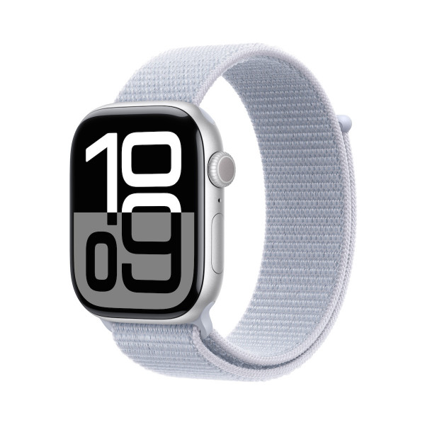 Apple Watch Series 10 GPS 46mm Silver Aluminium Case with Blue Cloud Sport Loop