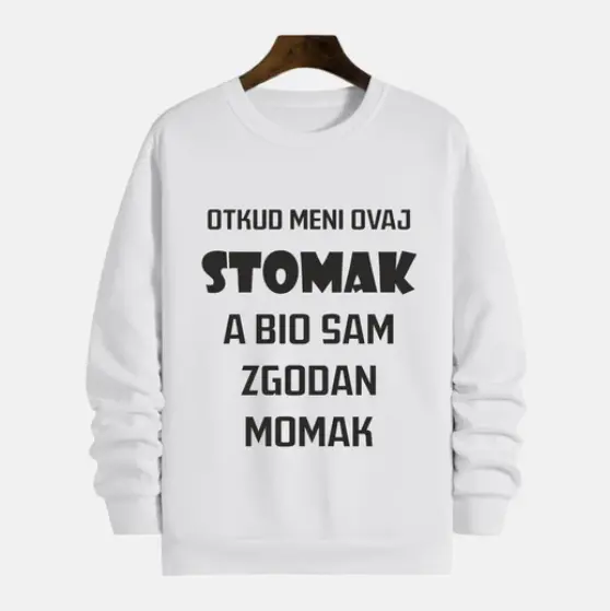 MAFIMI Muški duks Otkud meni ovaj stomak, Beli