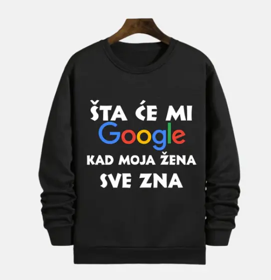 MAFIMI Muški duks Šta će mi Google, Crni