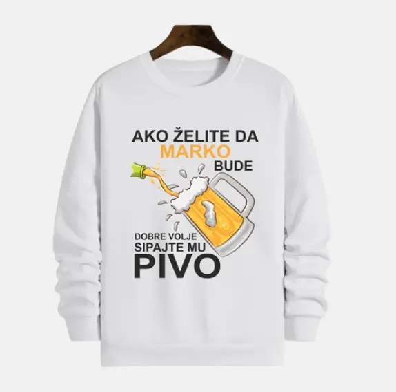 MAFIMI Muški duks Ako želite da bude dobre volje, Beli