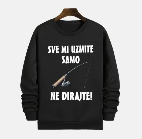 MAFIMI Muški duks Sve mi uzmite samo štap ne dirajte, Crni