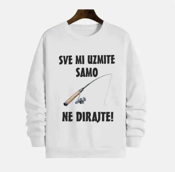 MAFIMI Muški duks Sve mi uzmite samo štap ne dirajte, Beli