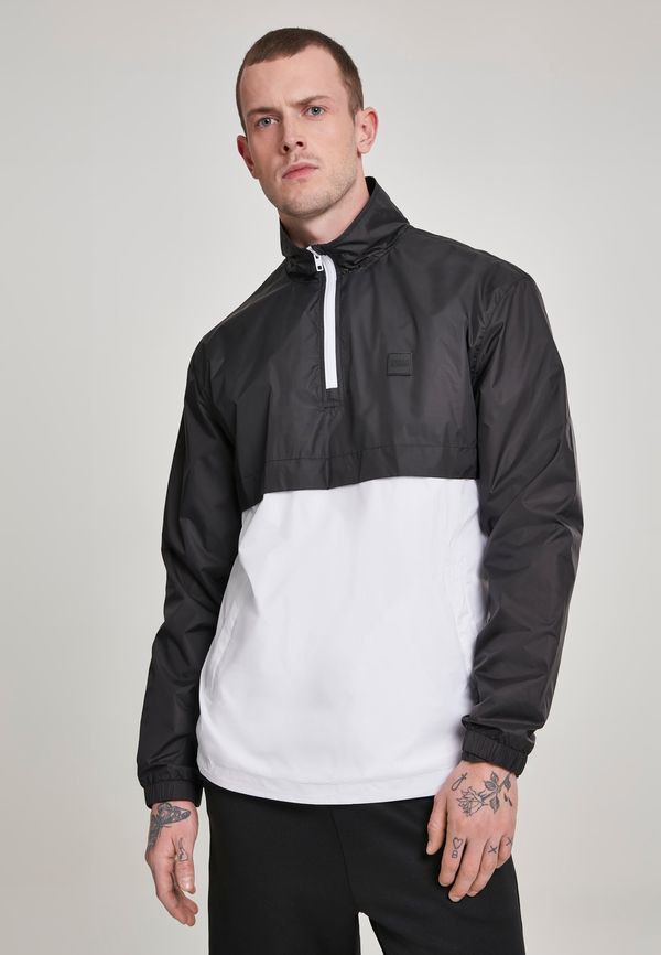 STAND UP COLLAR PULL OVER JACKET BLK/WHT