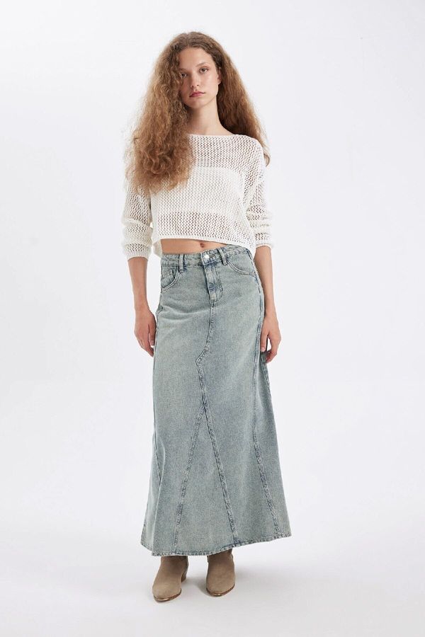 DEFACTO FASHION FIT POCKETED JEAN MAXI SKIRT