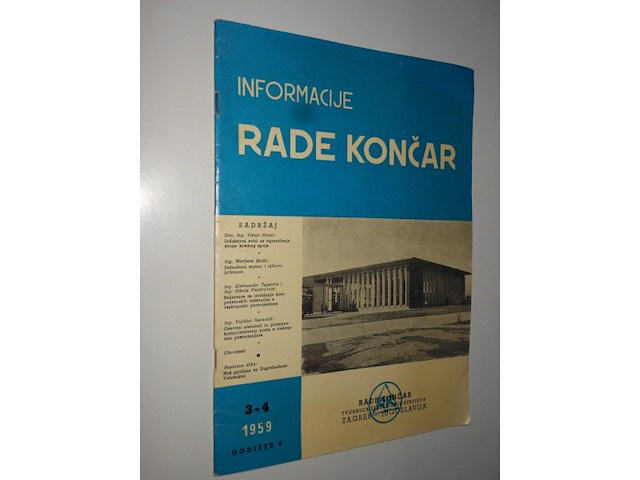 Rade Končar informacije broj 3-4, 1959