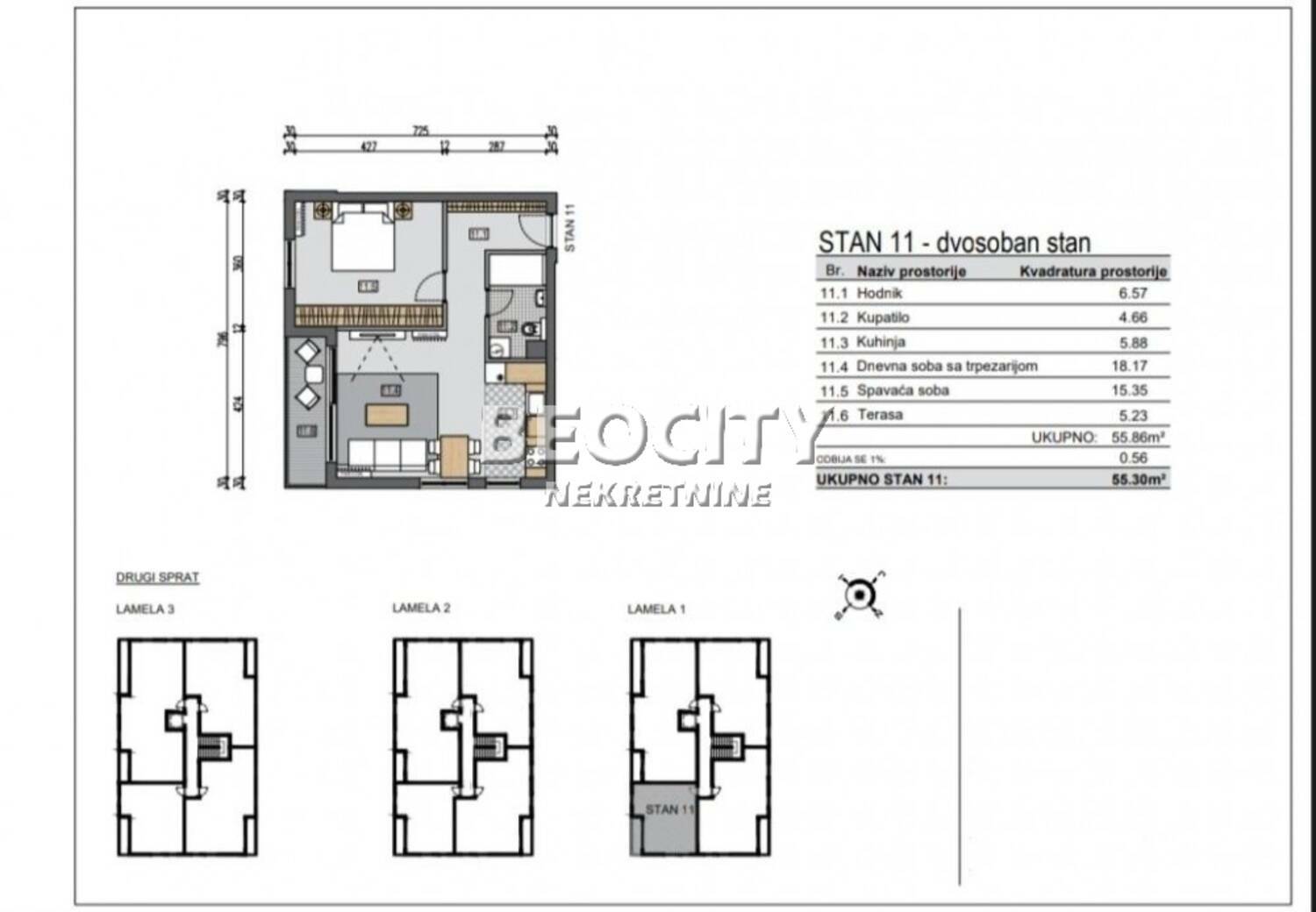 Zemun, Cara Dušana, Cara Dušana, 2.0, 56m2, 178640EUR