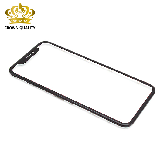 Staklo touchscreen-a za Iphone XR + frame + OCA stiker (Crown Quality) black (MS)