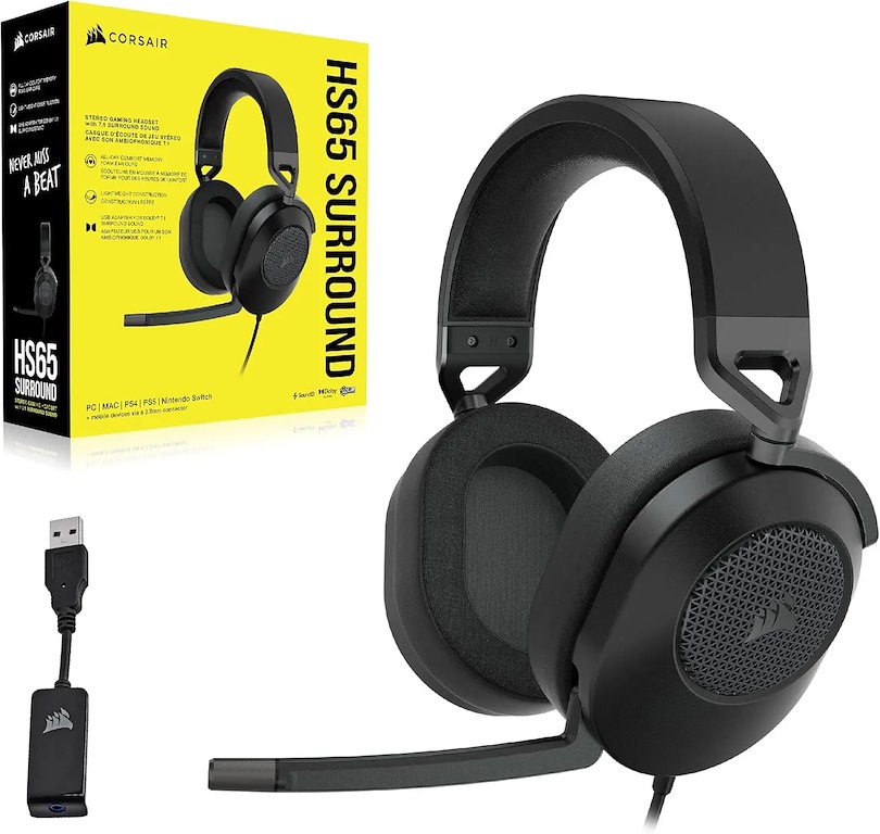 Slušalice CORSAIR HS65 Surround žične/CA-9011270-EU/gaming/crna