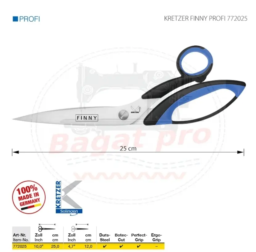 KRETZER Krojačke profesionalne makaze za debele tknaine Profy Finny 772025, 24cm