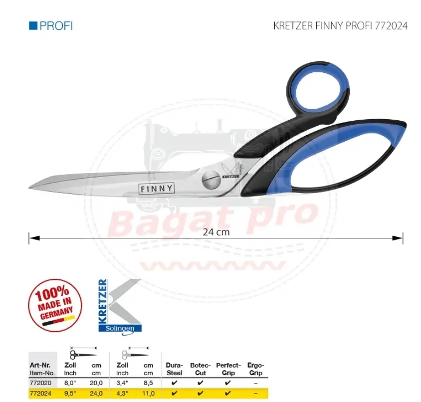 KRETZER Krojačke makaze Profy Finny 772024, 24cm