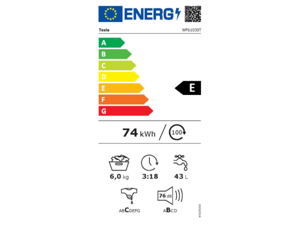 Veš mašina TESLA WF61030T 6kg/1000 obrtaja/F/85x59,5x47cm/bela (WF61030T)