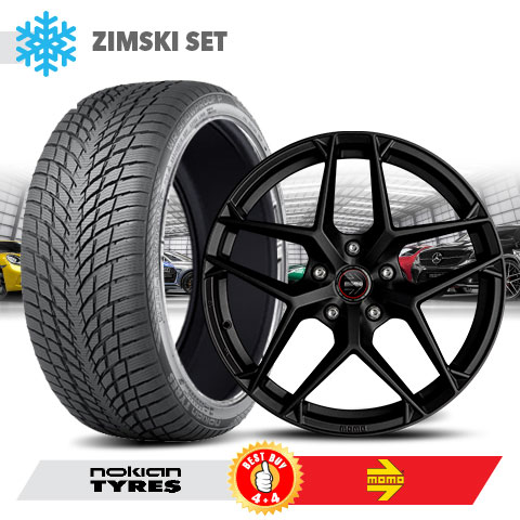 245/45 R19 SET Z NOKIAN + MOMO RF07 SB BLK 5/112 + TPMS