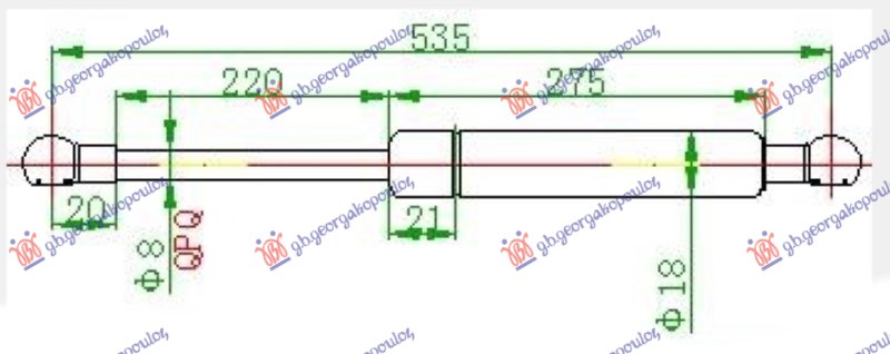 AMORTIZER GEPEK VRATA KARAVAN (534.5L-480N)