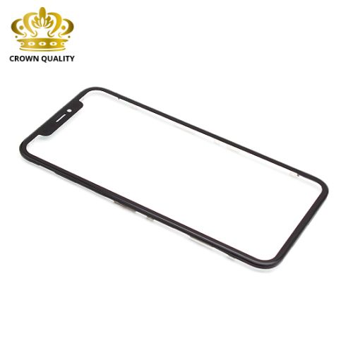 Staklo touchscreen-a za iPhone XR + frame + OCA stiker (Crown Quality) black (MS)