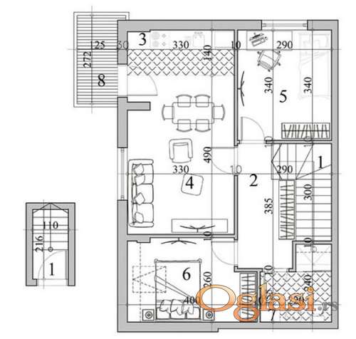 SAJMISTE, 61 m2, DVOIPOSOBAN