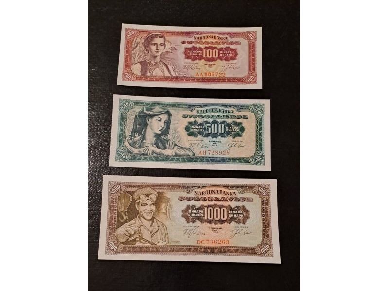 UNC KOMPLET 1963. - 100 , 500 i 1000 dinara