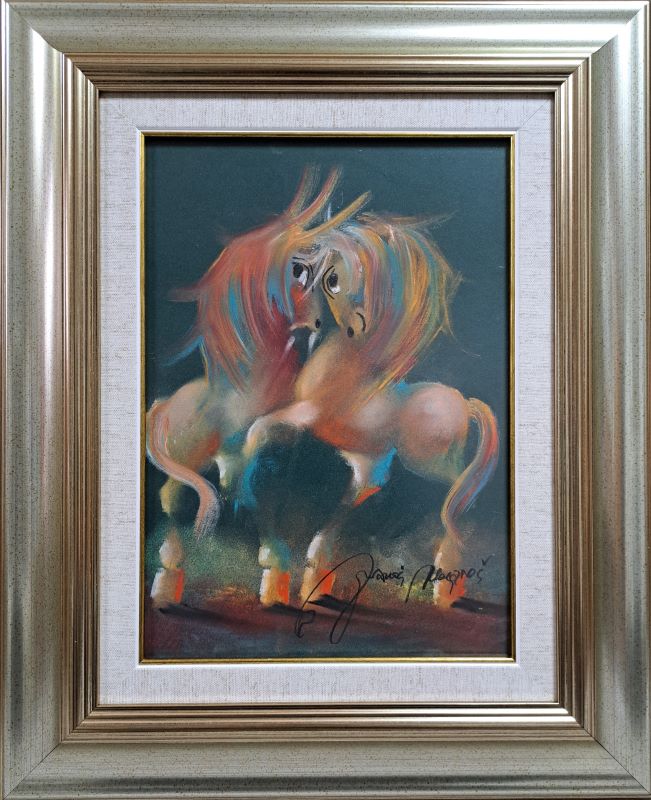 Braon ljubav XV, Janoš Mesaroš, pastel, luksuzno uramljen, sa 54×44 cm, bez 35×25 cm, sertifikat, 180 eura