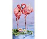 Diamond embroidery mosaic kit `Flamingos dating`, 40cm x 70cm, Collection D`Art