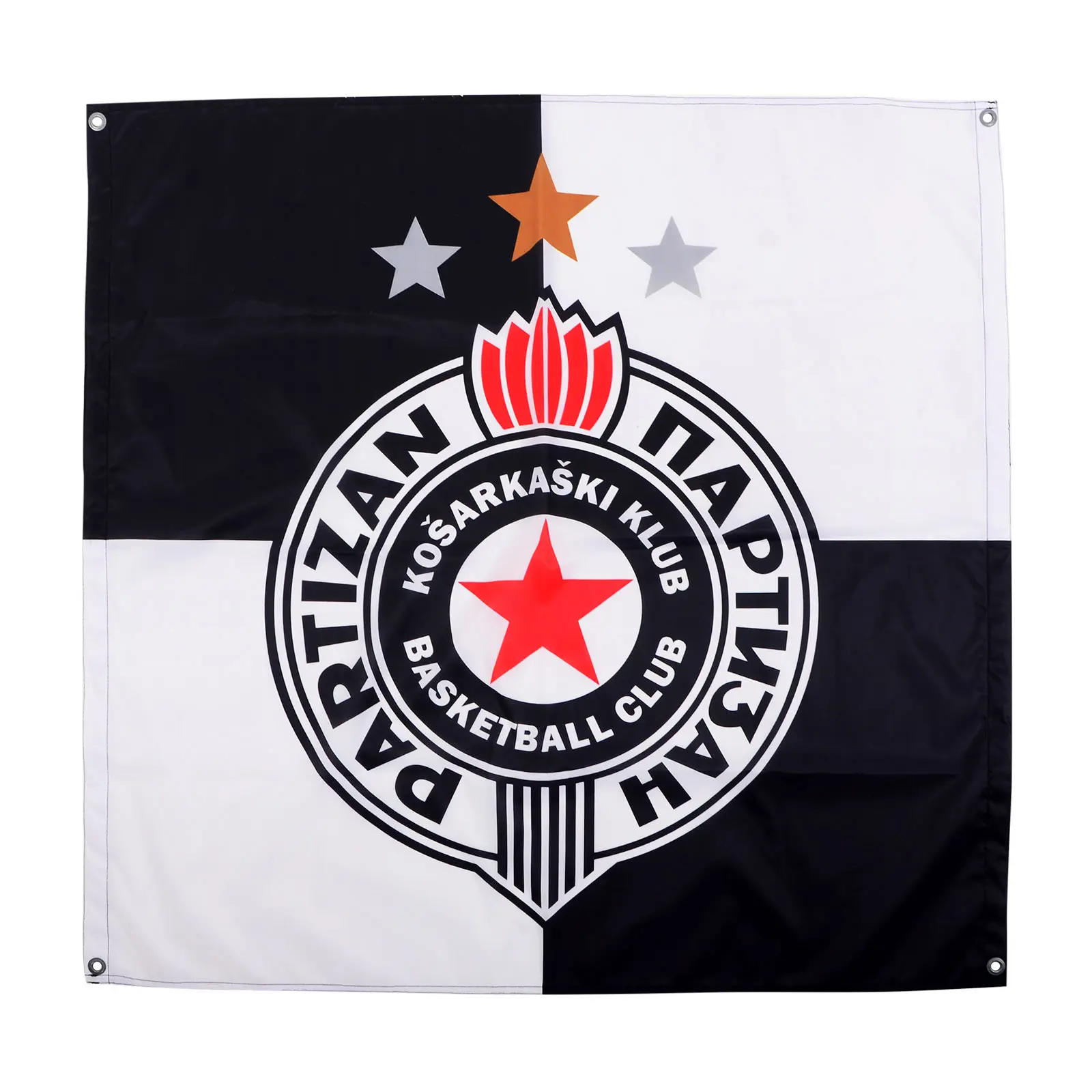 KK Partizan Zastava Grb KKP 3 zvezdice, 100x100cm, Crno-bela