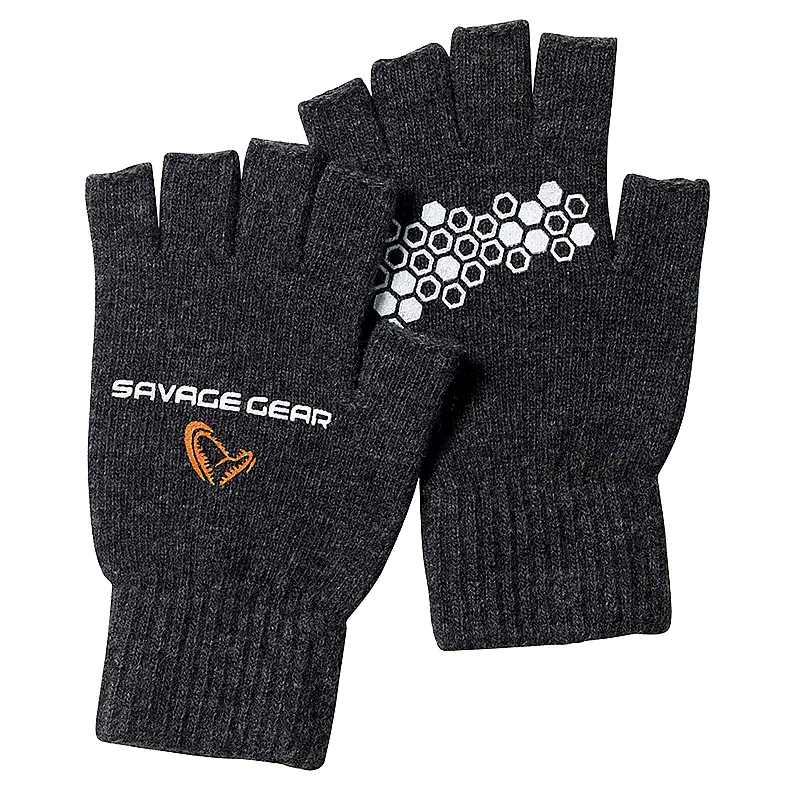 SAVAGE GEAR RUKAVICE KNITTED HALF FINGER BEZ PRSTIJU, L /DARK GREY MELANGE (7SGR 76551)