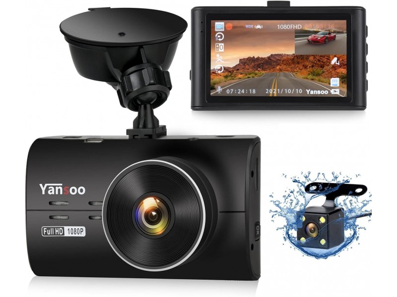 Yansoo Dash Cam-Prednja i zadnja Full HD kamera za auto