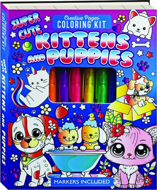 Creative Pages Coloring Kit: Super Cute Puppies and Kittens