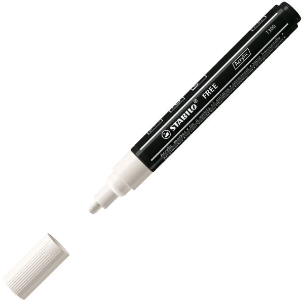 STABILO Stabilo FREE marker 2-3mm beli
Akrilni marker – STABILO FREE Acrylic –  T300 (2-3mm) BELI