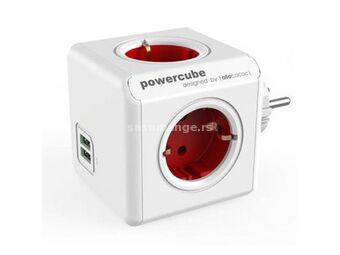 ALLOCACOC DESIGNNEST PowerCube produžni kabl sa 4 utičnice + 2 usb 1202RD/DEOUPC/ crveni