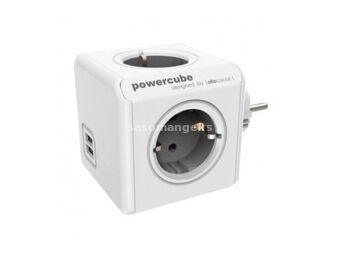 ALLOCACOC DESIGNNEST PowerCube produžni kabl sa 4 utičnice + 2 usb 1202GY/DEOUPC/ sivi