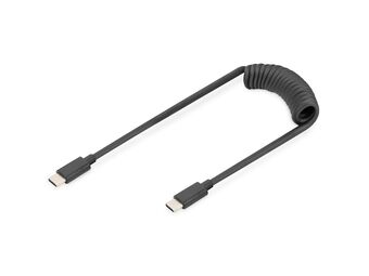 DIGITUS Spiralni kabl USB-C na USB-C 2.0 AK-300431-006-S/ 32-100cm/ crna