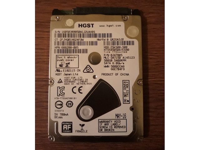 HGST 500gb Slim 2,5 za laptop, radio 9 dana