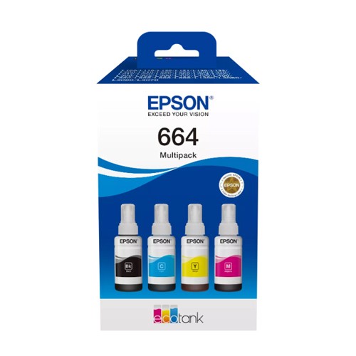 Epson Original Printer Ink 664 EcoTank 4-colour multipack (280 ml) ink bottle | C13T66464A