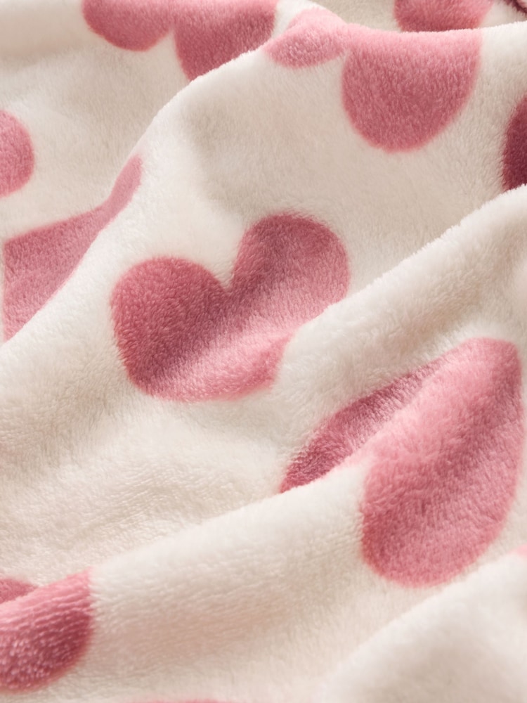 Pink Heart Fleece Baby Blanket