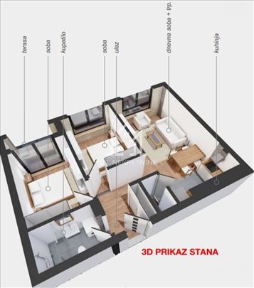 Trosoban stan, 52.61m2 centar grada